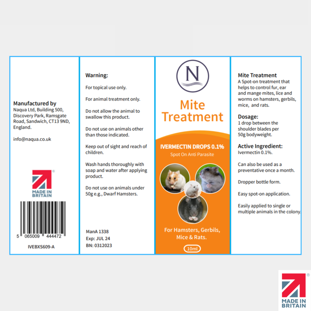 Mite Treatment For Hamsters, Gerbils, Mice and Rats